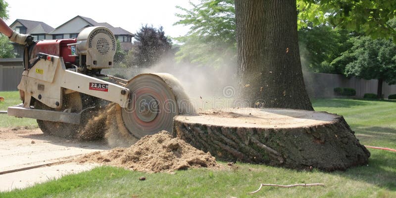 Machine Grinding Tree Stump Stock Illustration - Illustration of ...