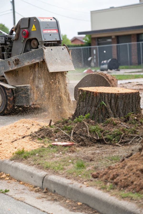 Machine Grinding Tree Stump after Removal Stock Illustration ...