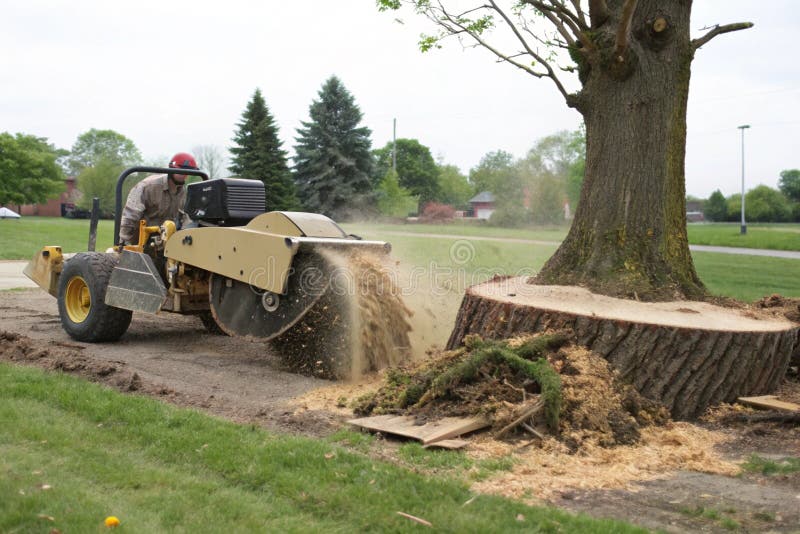 Machine Grinding Tree Stump after Removal Stock Illustration ...