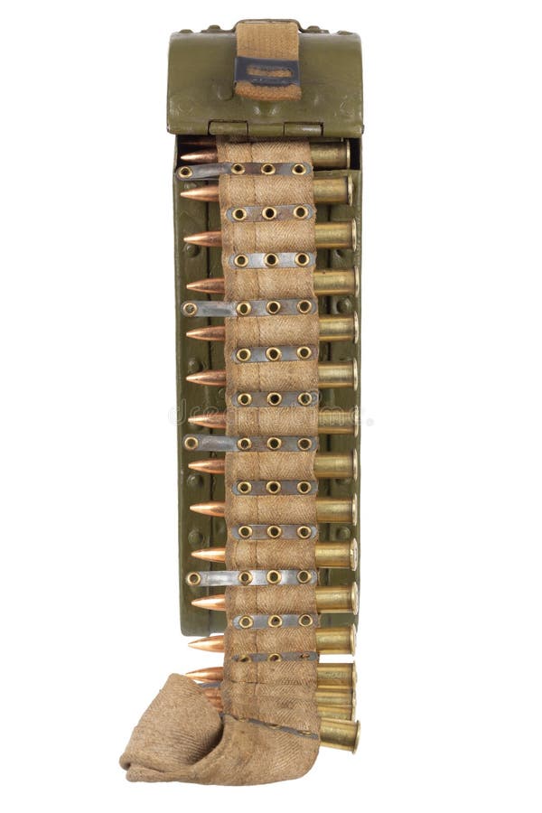 Machine Gun Ammo Belt with Ammunition Stock Photo - Image of cartridge ...