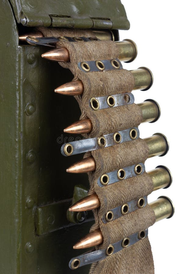 Machine Gun Ammo Belt with Ammunition Stock Image - Image of machine ...