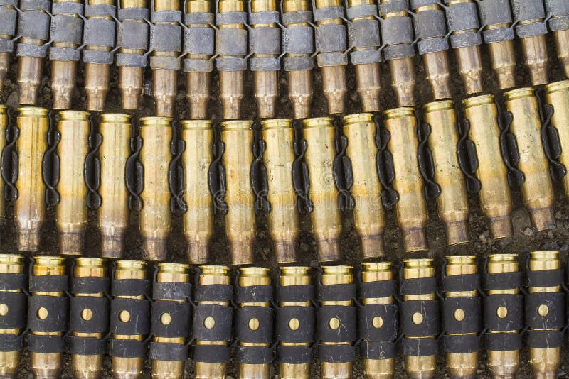 Machine Gun Belt is Placed on the Ground Stock Photo - Image of lethal ...