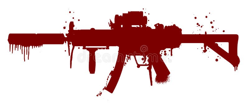 Machine gun with blood stock illustration. Illustration of pistol ...
