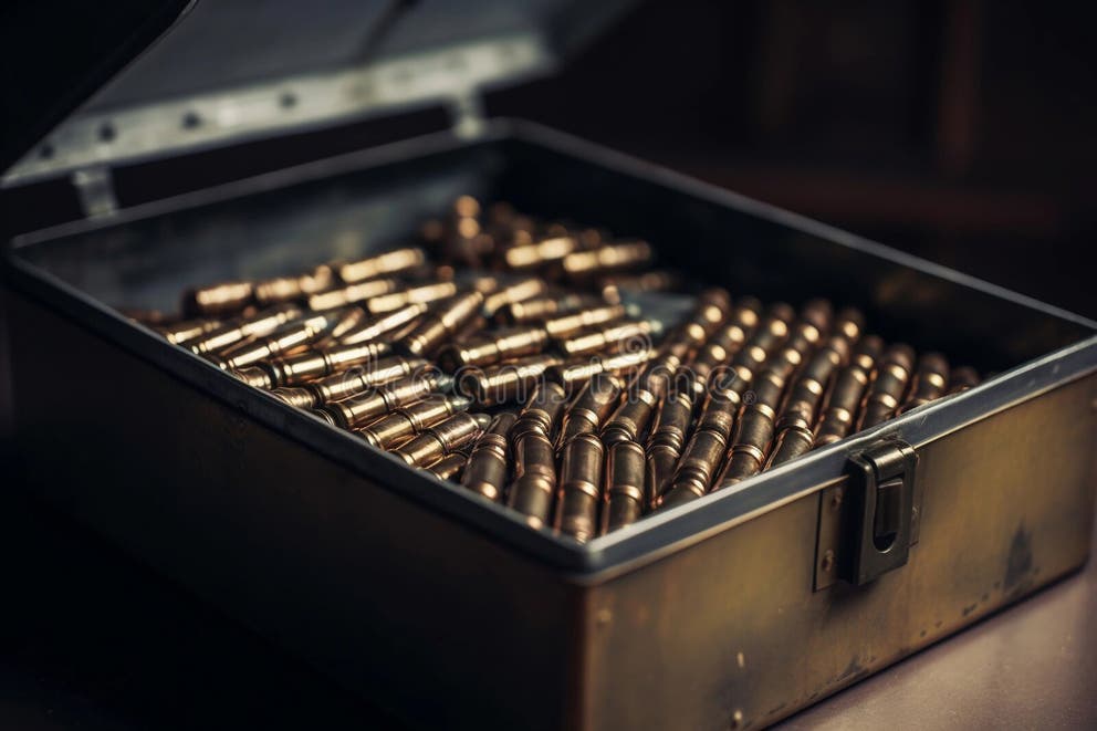 Machine Gun Bullets in a Box. AI Generated Stock Illustration ...