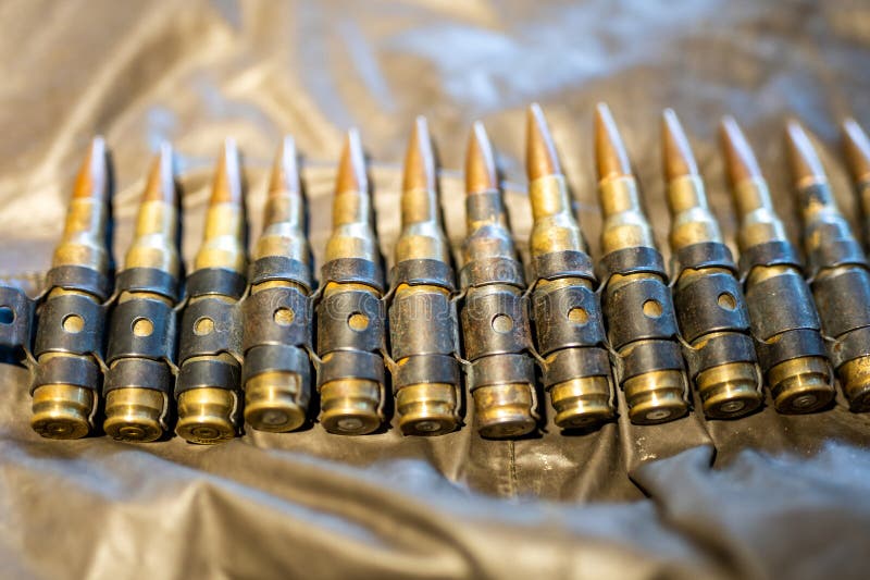 Machine gun bullets stock image. Image of weapons, undefined - 381224705