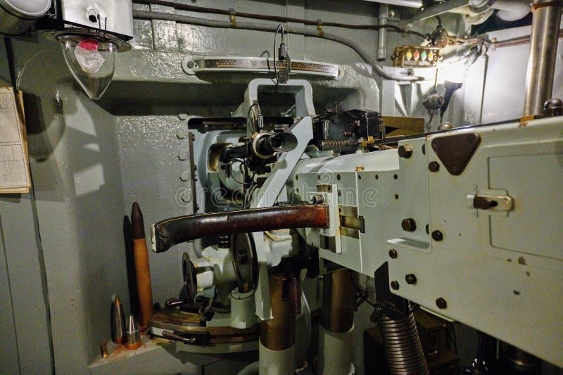 Machine Gun and Cannon Inside the Bunker. Editorial Photo - Image of ...