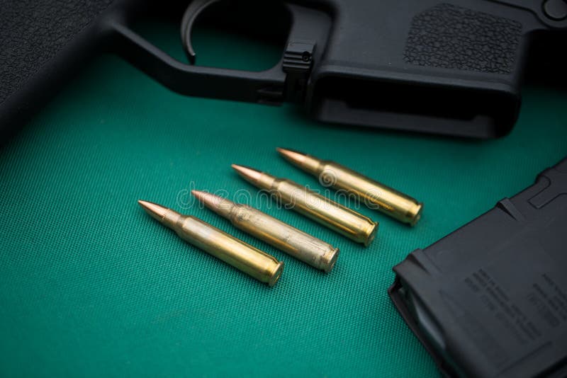 Machine Gun Cartridges and Ammunition on the Range. Stock Photo - Image ...