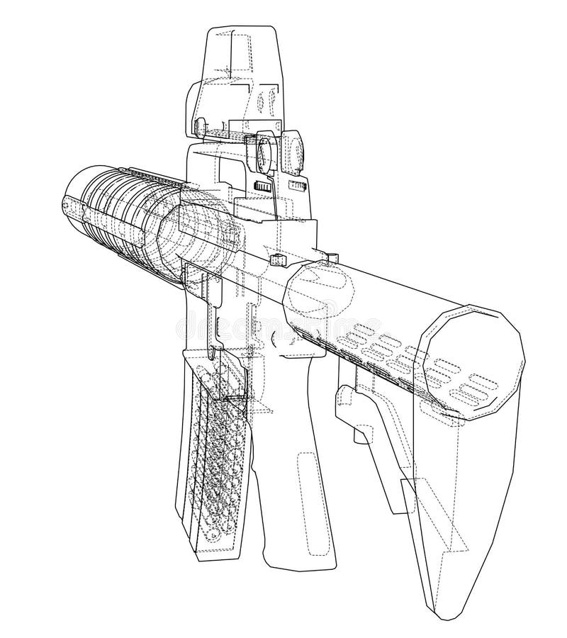Machinegun Blueprint Stock Illustrations – 86 Machinegun Blueprint ...