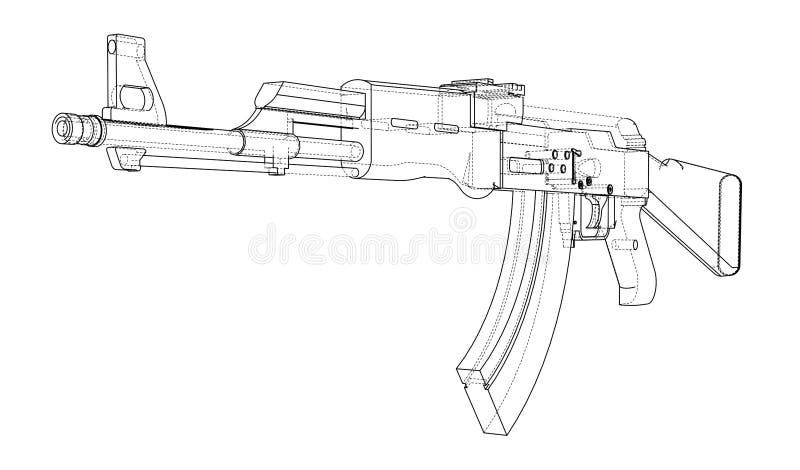 Machine Gun. Vector Rendering of 3d Stock Vector - Illustration of ...