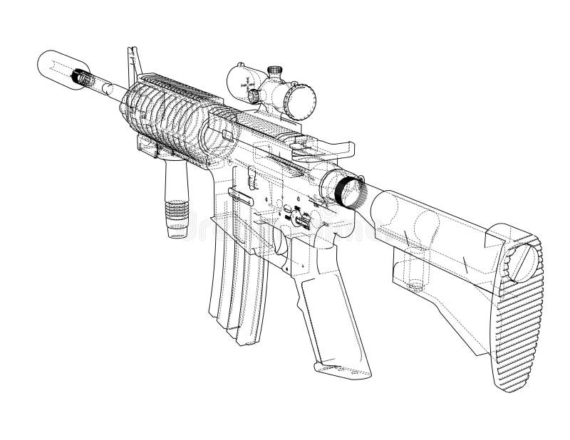 Machine Gun. 3d Illustration Stock Illustration - Illustration of black ...