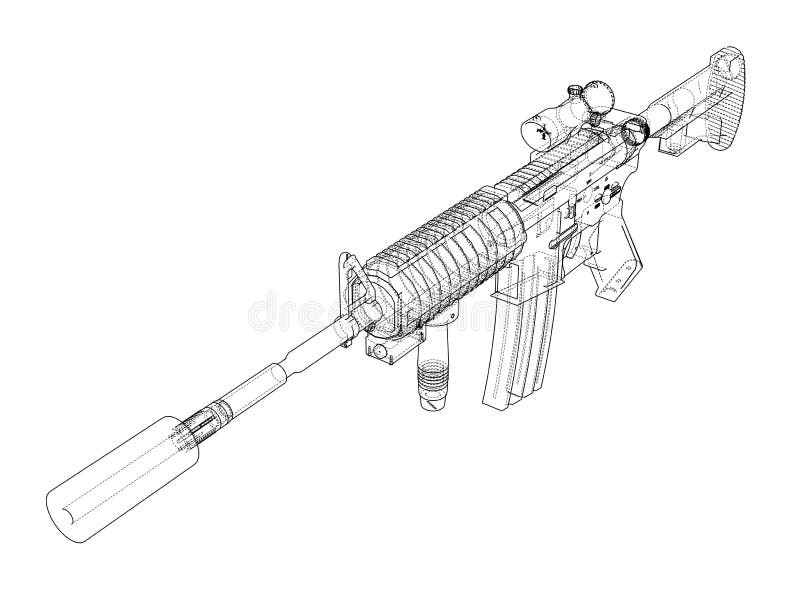 Machine Gun. 3d Illustration Stock Illustration - Illustration of metal ...