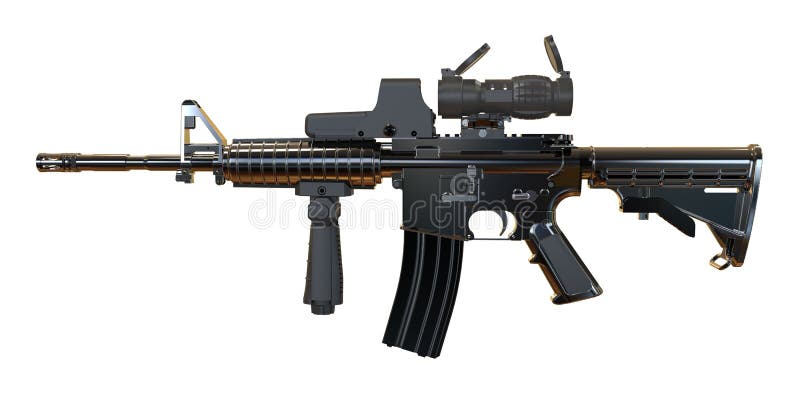 Weapon Series. Modern Submachine Gun, Side View. Stock Image - Image of ...