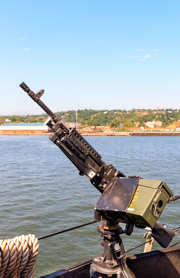 Machine Gun on Destroyer Ship Stock Image - Image of spring, island ...
