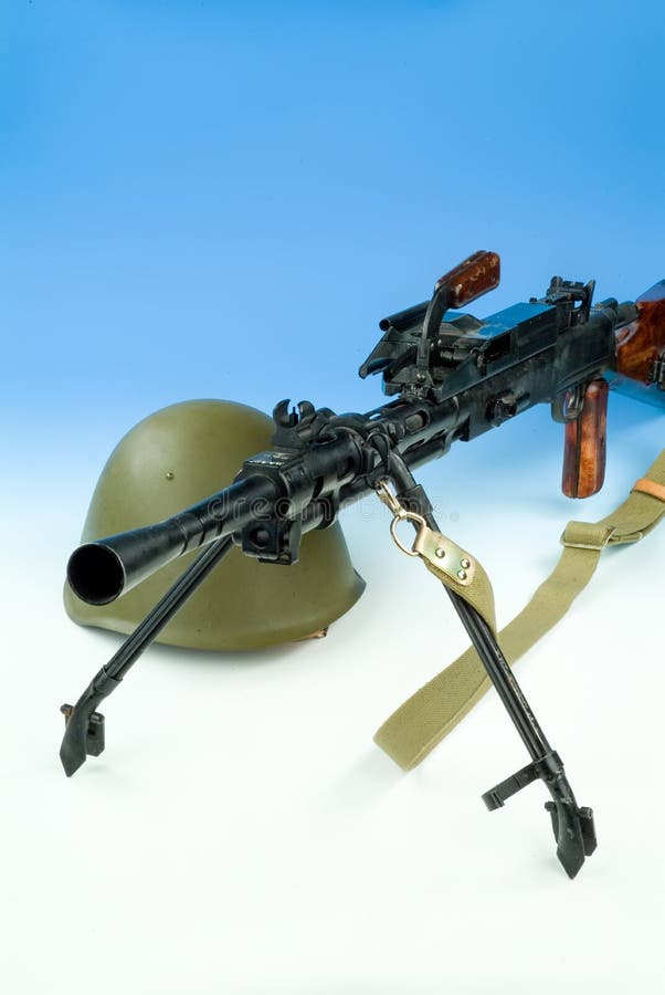 Machine Gun and Helmet stock image. Image of forces - 203538063