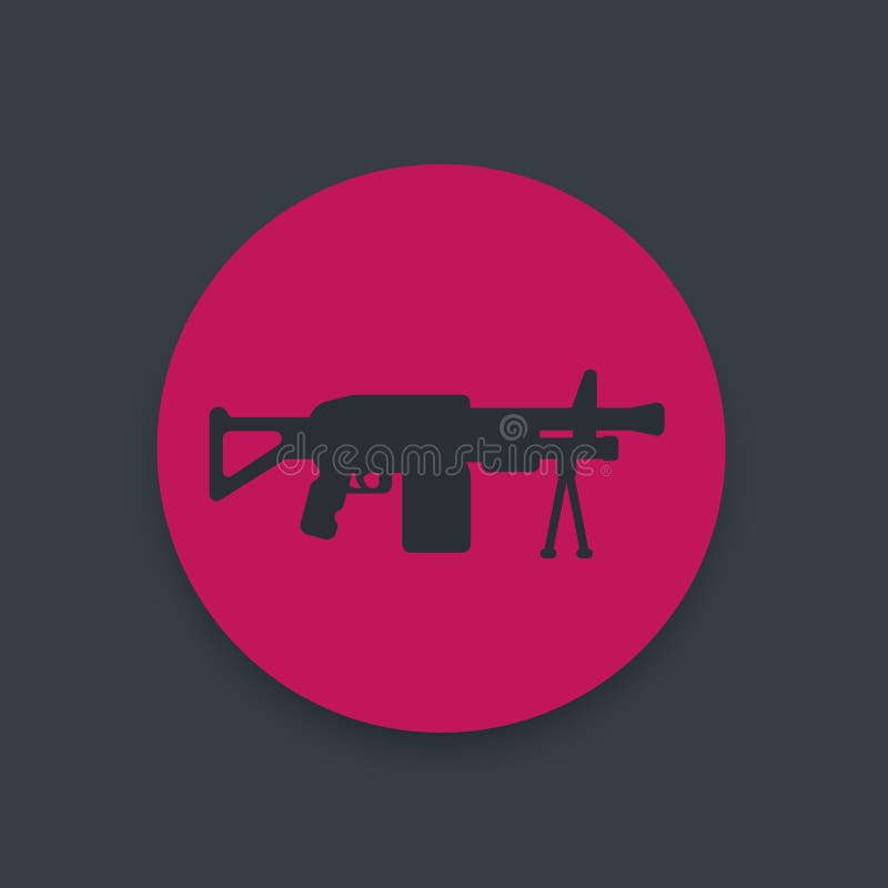 Machine Gun Icon, Automatic Firearm, Weapon Stock Vector - Illustration ...