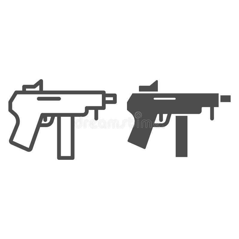 Machine Gun Line and Glyph Icon. Automatic Bomb Vector Illustration ... Machine Gun Line and Glyph Icon. Automatic Bomb Vector Illustration ...