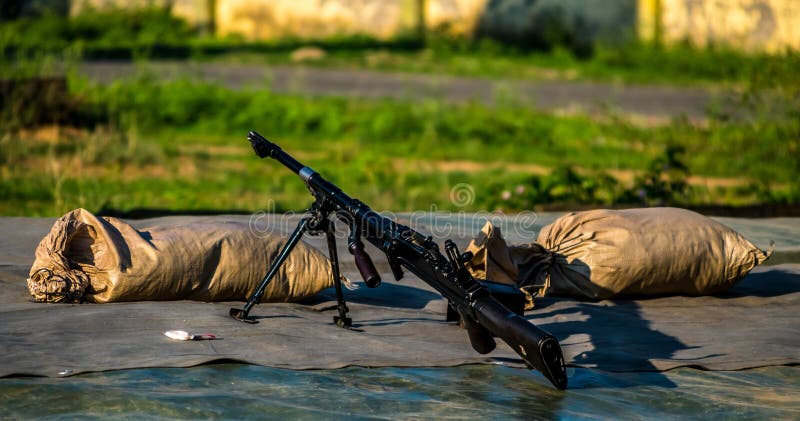 Machine gun stock image. Image of firing, lying, range - 96797593