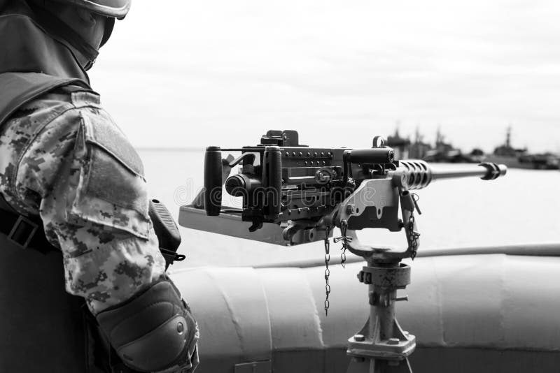 Machine gun on ship stock photo. Image of royal, weapon - 15505872