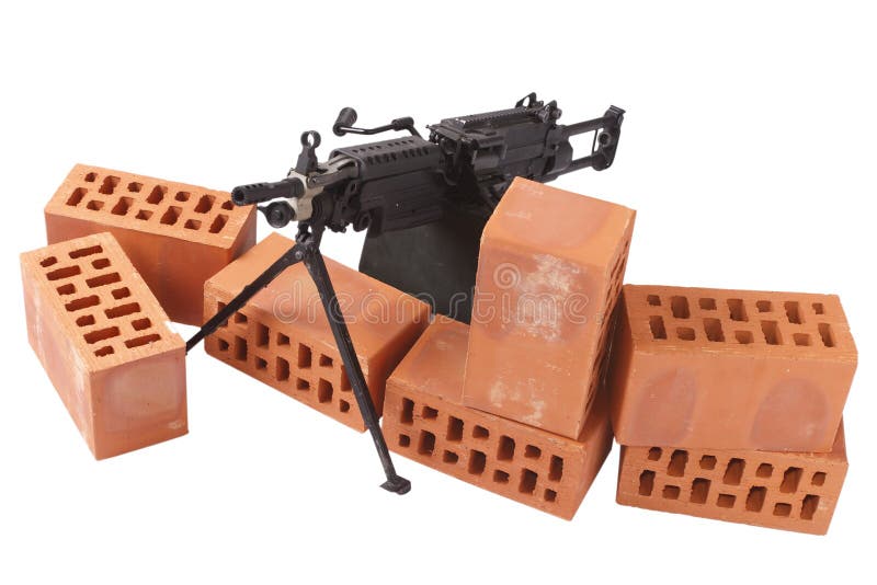 Machine gun on position stock photo. Image of military - 282240376