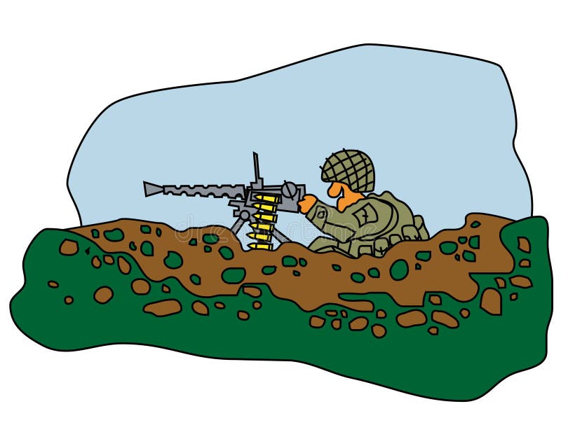Machine Gun Position. the Machine Gunner in the Ambush is Ready To Open ...