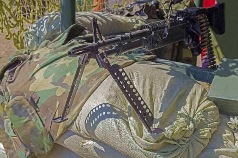 Old Machine Gun on Position Stock Image - Image of fire, artillery ...