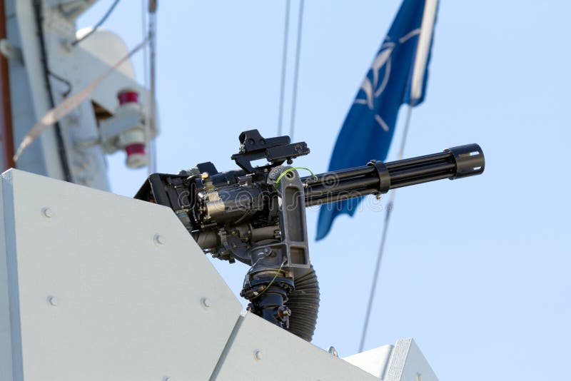 Machine gun on a ship stock image. Image of metal, weapon - 23903527