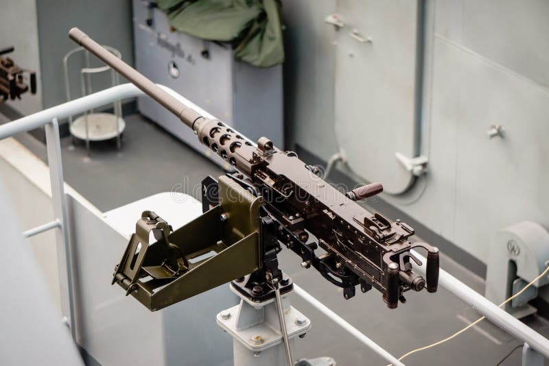 Machine gun on ship stock photo. Image of horizontal - 15505872