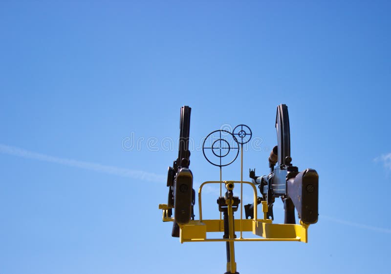 Machine Gun on a Stand Against the Sky Stock Image - Image of engraving ...