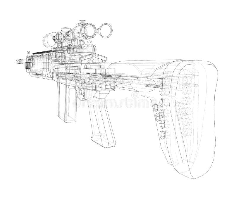 Machine Gun. Vector Rendering of 3d Stock Vector - Illustration of ...