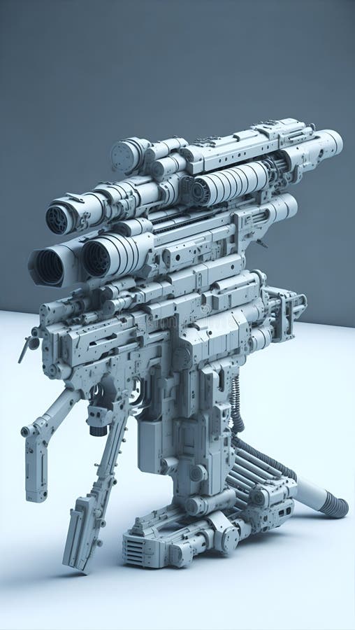 Machine Gun with White Background, Computer Rendering, AI Generative ...