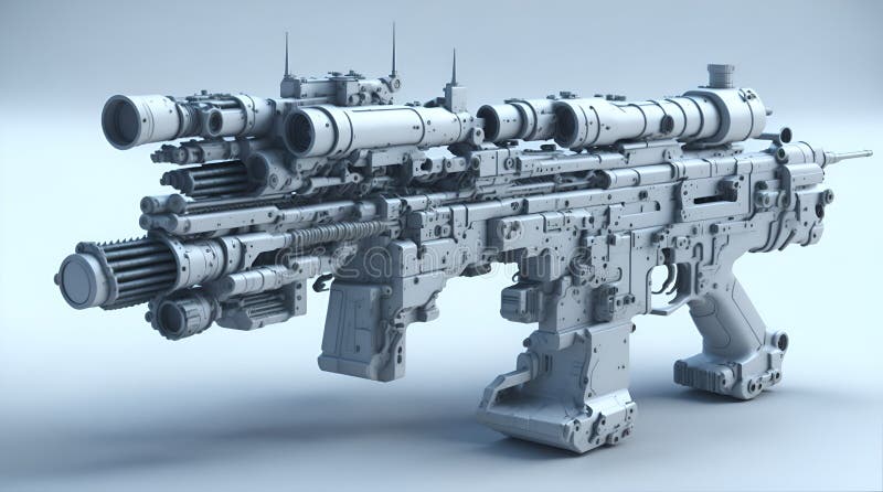 Machine Gun with White Background, Computer Rendering, AI Generative ...