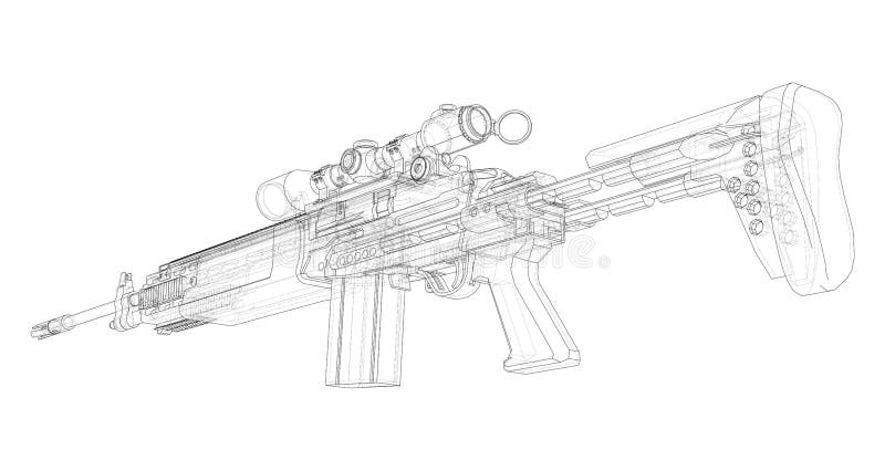 Machine Gun. 3d Illustration Stock Illustration - Illustration of ...