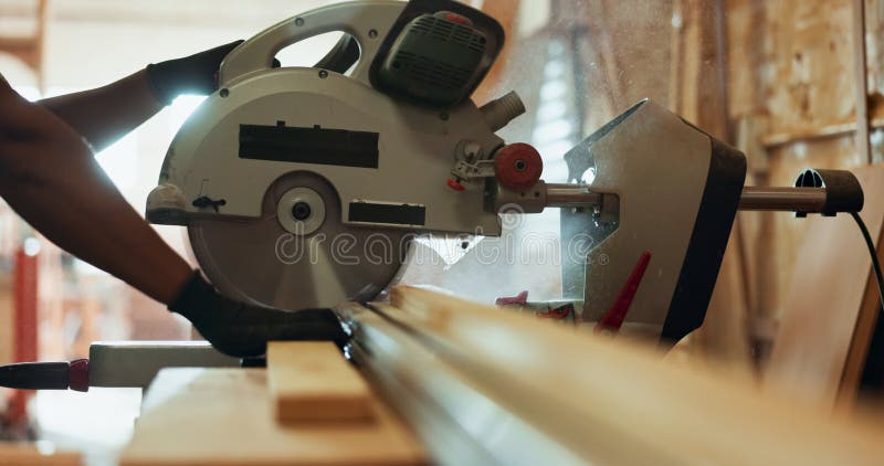 Machine, Hand and Carpenter with Wood for Cutting for Construction ...