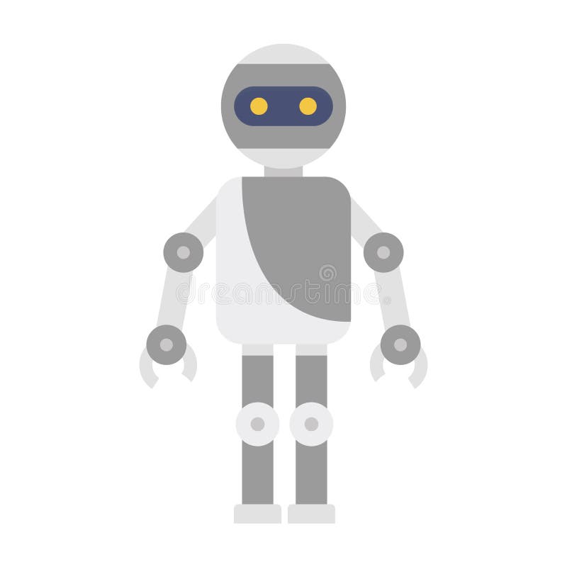Machine Humanoid Icon, Flat Style Stock Vector - Illustration of ...