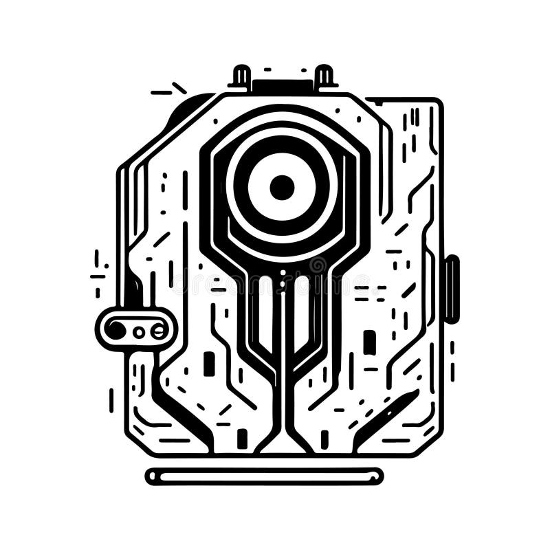 Machine Icon Hand Draw Black Colour Artificial Logo Symbol Perfect ...