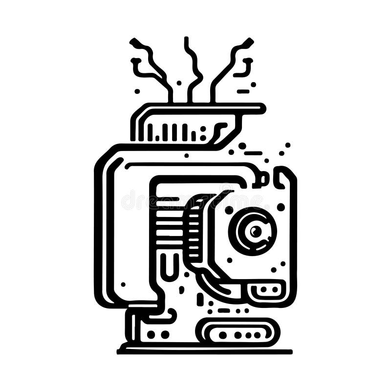 Machine Icon Hand Draw Black Colour Artificial Logo Symbol Perfect ...