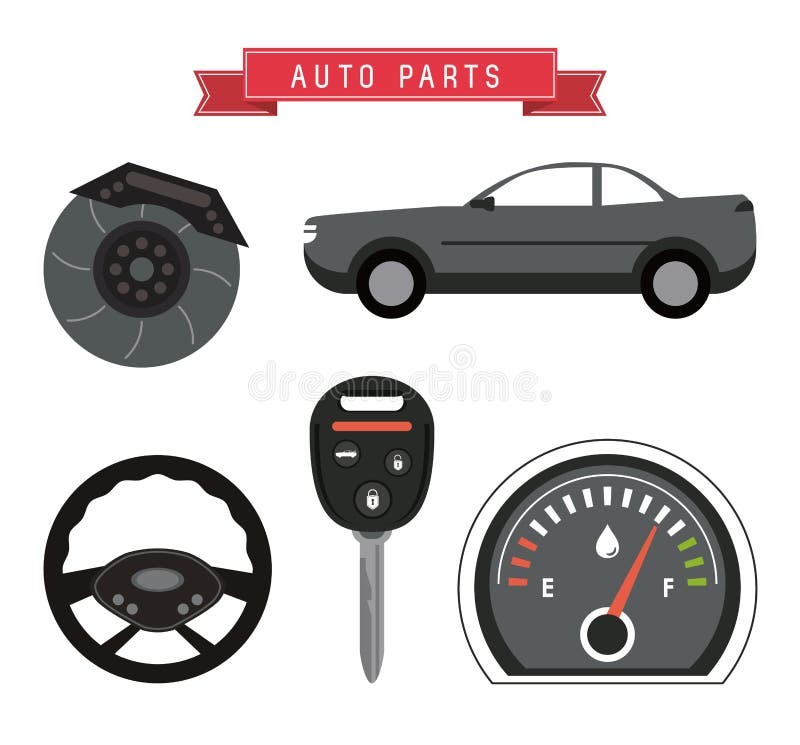 Machine Icon Set. Auto Part Design. Vector Graphic Stock Illustration ...