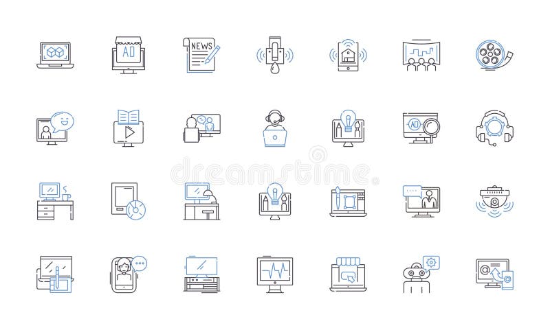 Machine Intelligence Line Icons Collection Automation Robotics Algorithms Neural Nerks Deep
