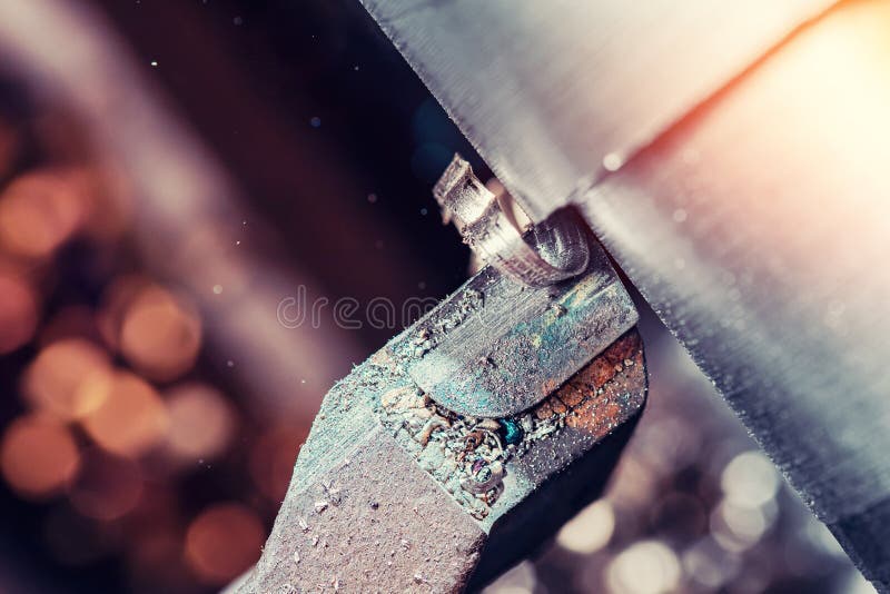 Machine Iron Tools CNC Cut of Metal with Light Spark, Technology Modern ...