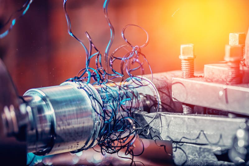 Machine Iron Tools CNC Cut of Metal with Light Spark, Technology Modern ...