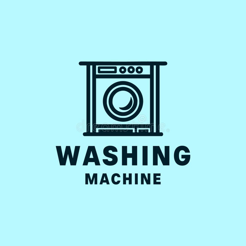 Machine Laundry Vector Logo Monoline Washing Machine Design ...