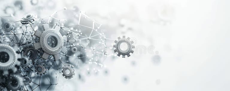 Machine Learning Abstract Composition with Gray Gears on White ...