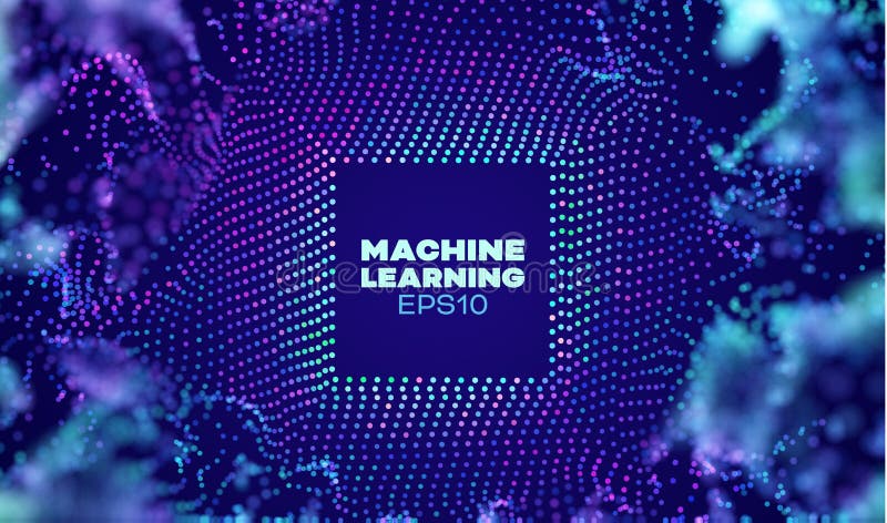 Machine Learning Abstract Vector Background. Particles Blast Grid. Ai ...