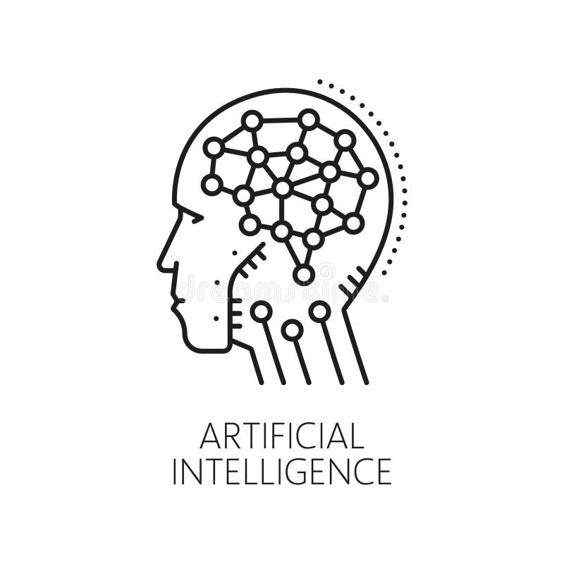 Machine Learning Ai Algorithm Outline Icon Stock Vector Illustration Of System Human 304605075