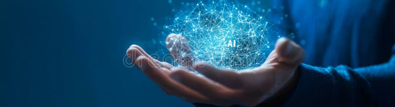 Machine Learning, AI Data Networking, Businessman Hold AI Speed Network ...