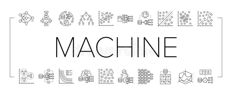 Machine Learning Algorithm Model Icons Set Vector Stock Illustration ...