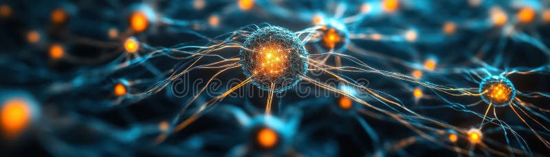 Machine Learning Algorithm Visualized As a Complex Neural Network, Glowing Nodes and Connections ...