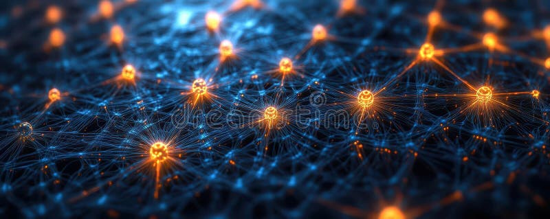 Machine Learning Algorithm Visualized As a Complex Neural Network, Glowing Nodes and Connections ...