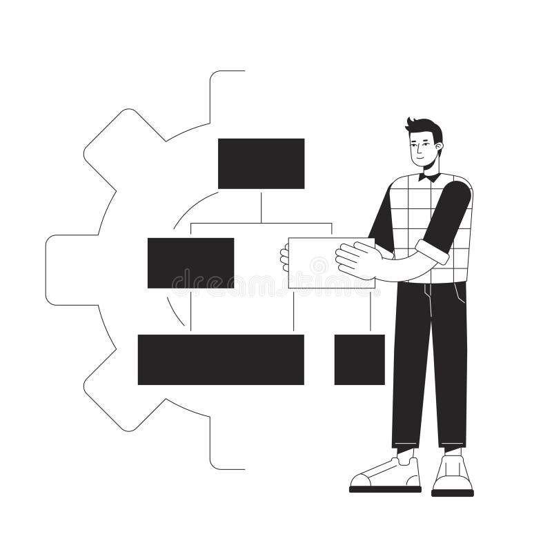 Machine Learning Algorithms Black And White Concept Vector Spot Illustration Stock Vector