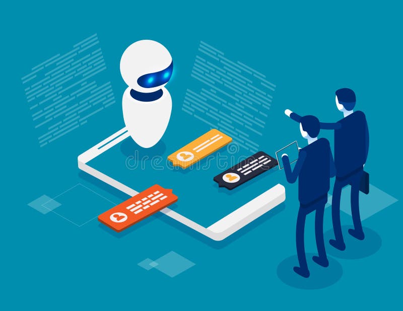 Conversation between Human and Android. Concept Business Vector ...